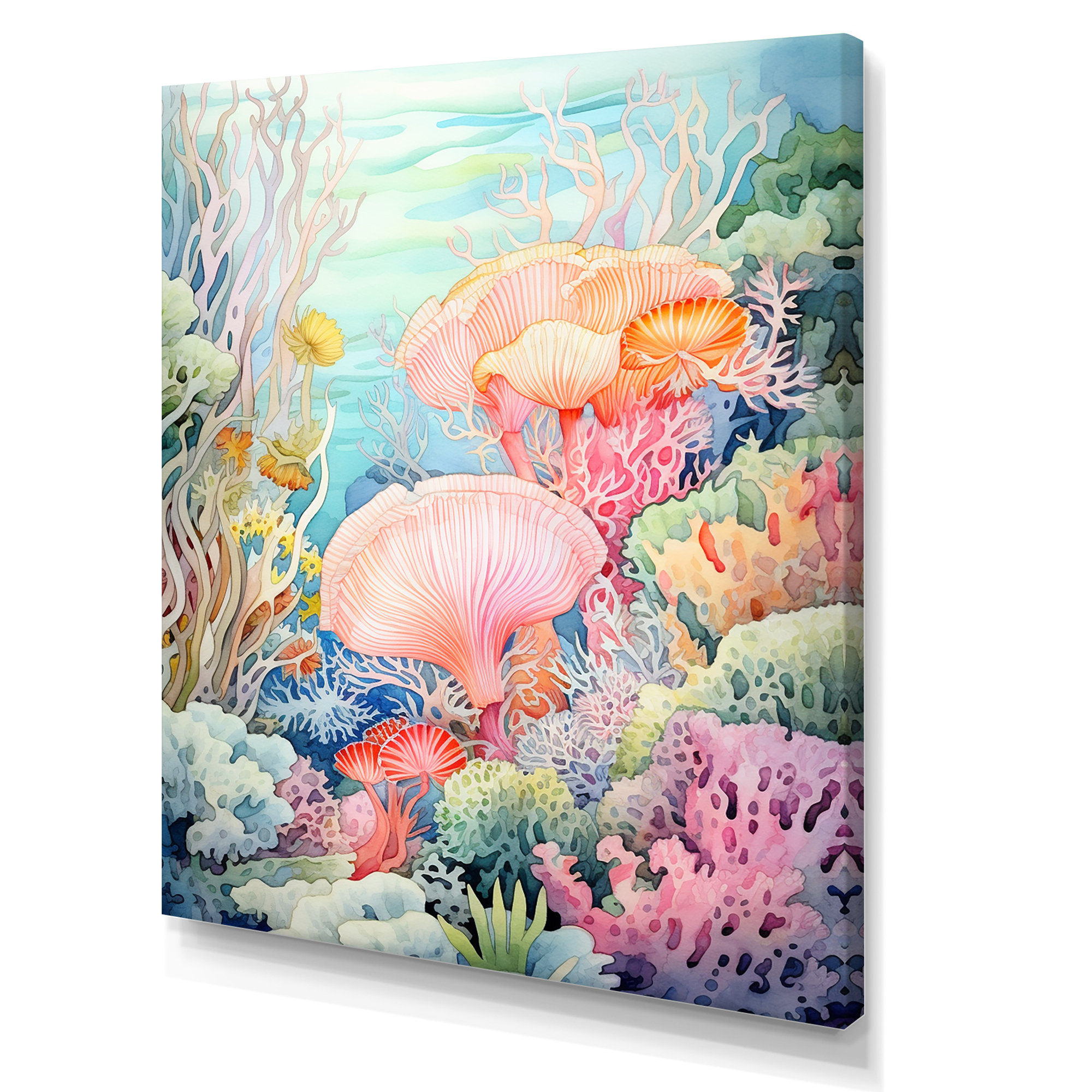 Design Art Pastel Colors Watercolor Corals II - Beach & Ocean Wall Art Prints | Wayfair